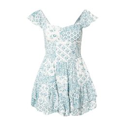 Hollister Kleid Damen Gr&ouml;&szlig;e 40 cyanblau / hellblau / wei&szlig;