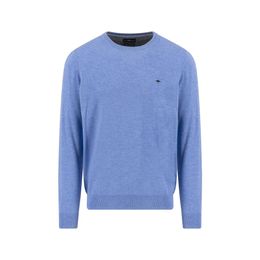 Rundhalspullover Fynch-Hatton, Herren, Gr. L, crystal blau, Strick, Obermaterial: 90% Wolle, 10% Kaschmir, unifarben, regular fit taillenbedeckt, Rundhals, Rippbündchen, Pullover, mit Logo Stickerei