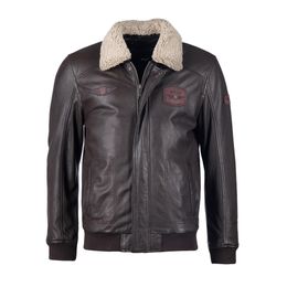 Lederjacke Maze "42024063", Herren, Gr. M, schwarz braun, Obermaterial: 100% Lammleder; Futter: 100% Baumwolle; Ärmelfutter: 100% Polyester; Wattierung: 100% Polyester; Kunstfellkragen: 100% Polyester; Taschenfutter: 100% Baumwolle; Strick: 84% Polyester, 2% Elasthan, Strickbündchen, Jacken