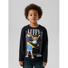 Langarmshirt name it "NKMARK ONEPIECE LS NREG TOP BOX NOOS VDE", Jungen, Gr. 134/140, schwarz (blank), Jersey, Obermaterial: 100% Baumwolle, Basic hüftbedeckend, Rundhals, abgesteppte Kante, Shirts