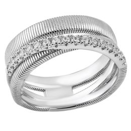 Fingerring Firetti "Schmuck Geschenk Silber 925 Damenring Ring" Gr. 58, silberfarben, kristallwei&szlig;, Fingerringe, Damen, 58, Silber 925 (Sterlingsilber), 7,8mm, Fingerring, mit Zirkonia (synth.)