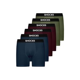 SNOCKS Boxershorts Herren Gr&ouml;&szlig;e M dunkelblau / oliv / burgunder / schwarz / wei&szlig;