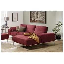 Ecksofa W.Schillig "run, Designsofa, bequem, L-Form", rot (ruby rot z73), B:299cm H:88cm T:178cm, Longlife Xtra-Leder Z73: Naturwalkleder der Luxusklasse aus den erlesensten Rohhäuten. Hautstärke 1, 1 – 1, 3 mm;ROHLEDER Jacquard-Flachgewebe Q2 W60 (63% Polyester, 37% Polyacryl);ROHLEDER Chenille-Flachgewebe Q2 W77 (68% Polyacryl, 32% Polyester);Stoff S37 (100% Polyester), Sofas, mit elegantem Holz