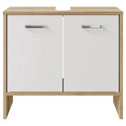 Waschbeckenunterschrank SAPHIR "Quickset 300", weiß (riviera eiche quer nachbildung, weiß), B:60,6cm H:54,3cm T:28,4cm, Spanplatte, Schränke, 60,6 cm breit