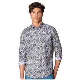 Langarmhemd Casamoda "Casamoda Freizeithemd Print", Herren, Gr. L, Normalgrößen, blau (grünblau), 100% Baumwolle, bedruckt, lässig geschnitten, Hemden