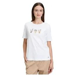 BETTY & CO Kurzarmshirt BETTY & CO "Betty & Co Damen Casual-Shirt mit Strass", Damen, Gr. XL, weiß, mint, Obermaterial: 95% Baumwolle, 5% Elasthan., casual, gerade normal, Rundhals, Halbarm, Shirts, Druck
