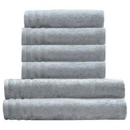 Handtuch Set Kleine Wolke "Royal, 6 Stück (4 Handtücher 50/100 cm + 2 Duschtücher 70/140 cm)", grau (platin), 6 Stk., Frottier, Obermaterial: 100% Baumwolle, Handtuch-Sets, Uni Farben, mit Bordüre, weich, in verschiedenen Sets erhältlich