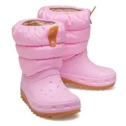 Winterboots Crocs "CLASSIC NEO PUFF BOOT T", Kinder, Gr. 24, rosa, Croslite, Nylon, casual, Schuhe, Snowboots, Winterstiefel zum Schlupfen