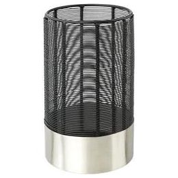 Windlicht LEONIQUE "Kerzenhalter Alienor", silber (schwarz, silberfarben), H:22cm Ø:13cm, Metall, Kerzenhalter, aus Metall, mit Draht-Struktur
