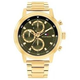 Multifunktionsuhr Tommy Hilfiger "ROCKY", goldfarben, Armbanduhren, Herren, Quarzuhr, Armbanduhr, Herrenuhr, Edelstahlarmband, analog, Tag