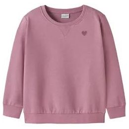 Sweatshirt name it "NMFVIMA LS SWEAT BRU NOOS", Mädchen, Gr. 104, mauve orchid (blank), angeraute Sweatware, Obermaterial: 60% Baumwolle, 40% Polyester, unifarben, meliert, casual, Basic normal, Rundhals, Langarm Rippbündchen, Sweatshirts