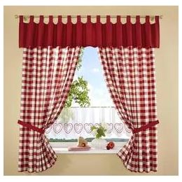 Vorhang Stickereien Plauen "Durach" Gr. 1, rot, B:60cm H:125cm, Polyester, Gardinen
