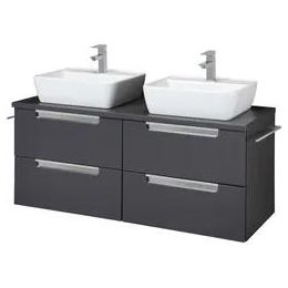 Doppelwaschtisch Welltime "Malibu", grau (grau, grau), B:120cm H:68cm T:48cm, Waschtische, mit Soft-Close, Breite 120 cm