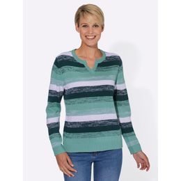 Strickpullover Classic Basics "Pullover", Damen, Gr. 44, bunt (aquapetrol, gemustert), 100% Polyacryl, gemustert, gestreift, Pullover