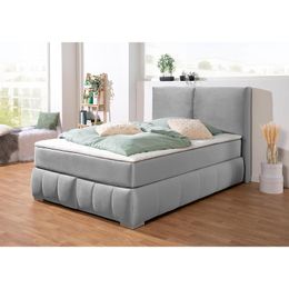 Home Affaire Boxspringbett &raquo;Wehma&laquo; inkl. Topper in 3 verschiedenen Matratzen, auch in Samtstoff silber Struktur fein (100% Polyester)
