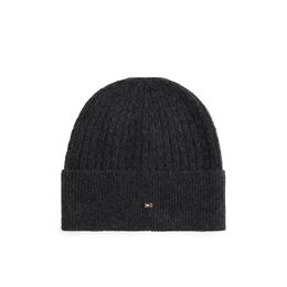 Tommy Hilfiger Beanie &raquo;TH CABLE ENAMEL FLAG BEANIE&laquo; Regular fit Black Melange