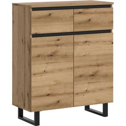 Inosign Kommode »TOMA, Höhe: 99cm, mit Metall-Kufen-Fuß, 2 Türen, 2 Schubkästen« Anrichte, Sideboard, Schrank, Board, Highboard Evoke Oak...