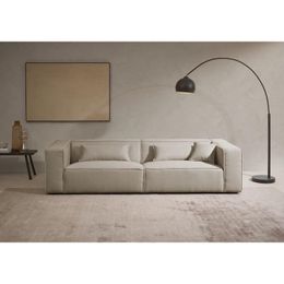 LeGer Home by Lena Gercke 3-Sitzer »PIARA, Couch mit Kedernaht, Sofa in Cord, Leinenoptik o. Strukturstoff« schwarze Füße, bequemer Sitzkomfort greige