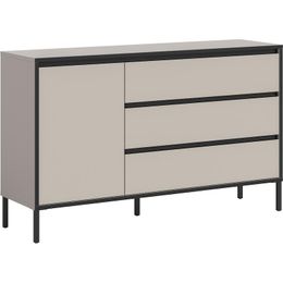 Inosign Sideboard »NORT, Breite: 136cm, mit Metall Stabfuß, 1 Tür, 3 Schubkästen« Anrichte, Kommode, Schrank, Board, Higboard Kaschmir Nachbildung