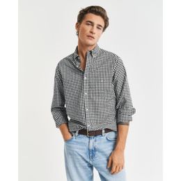 Gant Langarmhemd »REG POPLIN GINGHAM SHIRT« mit Logostickerei auf der Brust black L - N-Gr N-Gr L Regular Fit Passform und verlängertes Rückenteil...