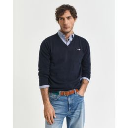 Gant V-Ausschnitt-Pullover »Classic Cotton V-Neck« Premium Strickjersey aus weicher 100% Baumwolle, Übergangspullover Evening blue XXL XXL Pullover...