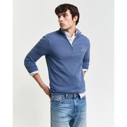 Gant Troyer »COTTON PIQUE HALF ZIP« mit Piqué-Struktur DENIM BLUE MEL L L Strickpullover von Gant