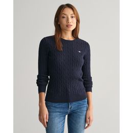 Gant Strickpullover &raquo;STRETCH COTTON CABLE C-NECK&laquo; mit Logostickerei auf der Brust Evening blue XXL XXL Pullover mit Zopfmuster von Gant