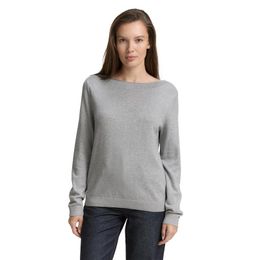 Tom Tailor Strickpullover mit U-Boot Ausschnitt medium silver grey melange S S Pullover von Tom Tailor