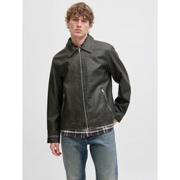 Jack & Jones JACK & JONES Bikerjacke »JJECASABLANCA PU JACKET NOOS« ohne Kapuze mit Fronttaschen Black M M Herren-Bikerjacke von Jack & Jones