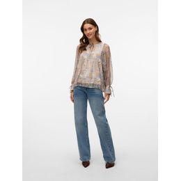 V&eacute;ro Moda VERO MODA Bluse 'VMLISA LULU' Damen Gr&ouml;&szlig;e M beige / rauchblau / orange