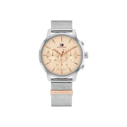 Multifunktionsuhr Tommy Hilfiger "BLAKE", silberfarben, beige, Armbanduhren, Damen, Quarzuhr, Armbanduhr, Damenuhr, Edelstahlarmband, analog