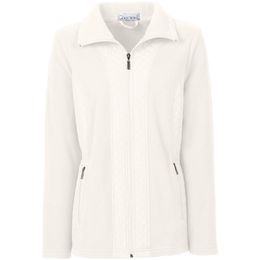 Fleecejacke Casual Looks, Damen, Gr. 42, beige (ecru), 100% Polyester, unifarben, figurumspielend, Jacken