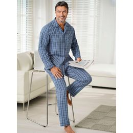 King´S Club Schlafanzug KINGS CLUB, Herren, Gr. 48/50, blau (blau, kariert), 100% Baumwolle, Homewear-Sets Schlafanzug