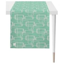 Tischläufer Apelt "3966 Outdoor, Sommerdeko, Sommer", grün (mint, creme), B:46cm L:135cm, Polyester, Tischdecken, Jacquardgewebe