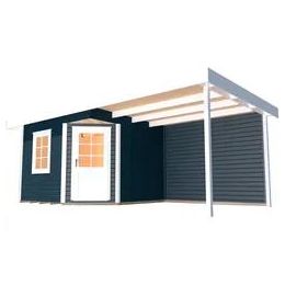 Gartenhaus Weka "Designhaus 213B Gr.2", schwarz-weiß (anthrazit, weiß, naturbelassen), Fußboden im Gartenhaus, Rückwand, ohne Dacheindeckung, Holzwerkstoff, Gartenhäuser