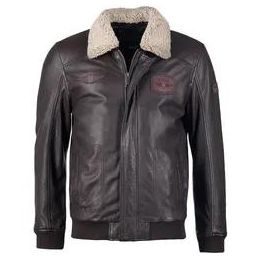 Lederjacke Maze "42024063", Herren, Gr. XXL, braun (schwarz braun), Obermaterial: 100% Lammleder; Futter: 100% Baumwolle; Ärmelfutter: 100% Polyester; Wattierung: 100% Polyester; Kunstfellkragen: 100% Polyester; Taschenfutter: 100% Baumwolle; Strick: 84% Polyester, 2% Elasthan, Strickbündchen, Jacken