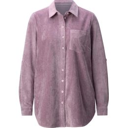 Damen Longbluse mit krempelbaren &Auml;rmeln mauve, Gr&ouml;&szlig;e 54