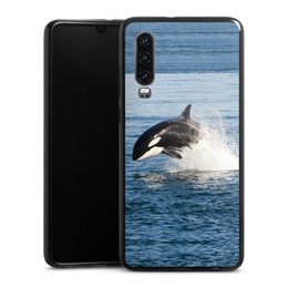 DeinDesign Huawei P30 Handy Silikon Hülle Case schwarz Handyhülle Wale Orca Ocean