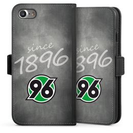 DeinDesign iPhone 8 Handy Klapph&uuml;lle Handyh&uuml;lle aus Kunst Leder schwarz Flip Case Hannover 96 H96 Official Licensed Product Sideflip mit Lasche