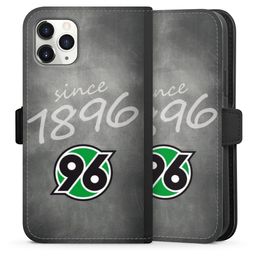 DeinDesign iPhone 11 Pro Handy Klapph&uuml;lle Handyh&uuml;lle aus Kunst Leder schwarz Flip Case Hannover 96 H96 Official Licensed Product Sideflip mit Lasche
