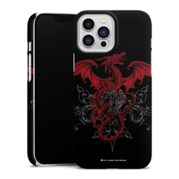 DeinDesign iPhone 13 Pro Max Handy Premium Case Smartphone Handyh&uuml;lle Schutzh&uuml;lle matt Red Dragon Gothic Premium Case