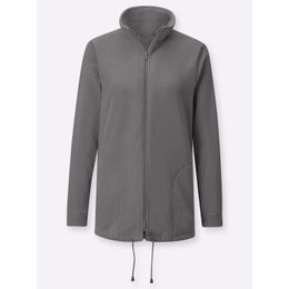 WITT Damen Fleecejacke Kordeldurchzug am Saum, grau, Gr&ouml;&szlig;e 40