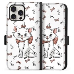 DeinDesign iPhone 15 Pro Max Handy Klapph&uuml;lle Handyh&uuml;lle aus Kunst Leder schwarz Flip Case Cat Aristocats Mary Disney Sideflip mit Lasche