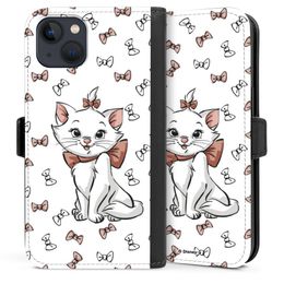 DeinDesign iPhone 13 Handy Klapph&uuml;lle Handyh&uuml;lle aus Kunst Leder schwarz Flip Case Cat Aristocats Mary Disney Sideflip mit Lasche