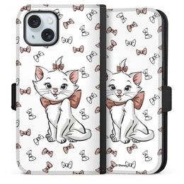DeinDesign iPhone 15 Handy Klapph&uuml;lle Handyh&uuml;lle aus Kunst Leder schwarz Flip Case Cat Aristocats Mary Disney Sideflip mit Lasche