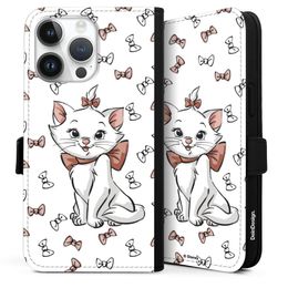 DeinDesign iPhone 14 Pro Max Handy Klapph&uuml;lle Handyh&uuml;lle aus Kunst Leder schwarz Flip Case Cat Aristocats Mary Disney Sideflip mit Lasche