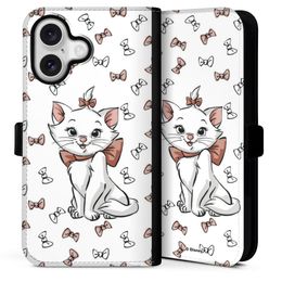 DeinDesign iPhone 16 Handy Klapph&uuml;lle Handyh&uuml;lle aus Kunst Leder schwarz Flip Case Cat Aristocats Mary Disney Sideflip mit Lasche