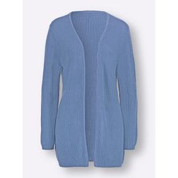 WITT Damen Strickjacke mit gerippten Abschl&uuml;ssen, bleu, Gr&ouml;&szlig;e 38