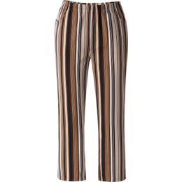 CRÉATION L Damen Caprihose aus reiner Baumwolle dunkelbraun-gestreift Größe 50
