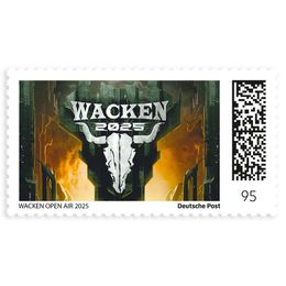 Limitierte Sonderedition "Wacken Open Air 2025" - Logo und B&uuml;hne, Briefmarke zu 0,95 &euro;, 10er-Bogen
